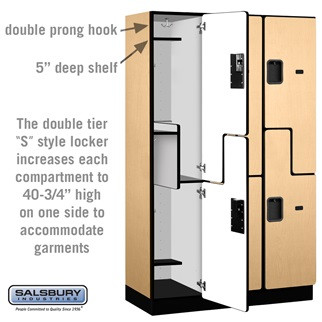 15" Wide Double Tier 'S' Style Designer Wood Locker - 3 Wide - 6 Feet ...