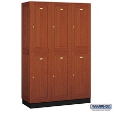 Solid Oak Executive Wood Lockers | 16" Wide Double Tier | Locker Emporium