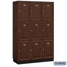 Wood Lockers - Solid Oak Executive Lockers - 16" Wide Triple Tier ...