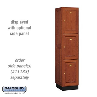 16" Wide Triple Tier Solid Oak Executive Wood Locker - 1 Wide - 6 Feet ...