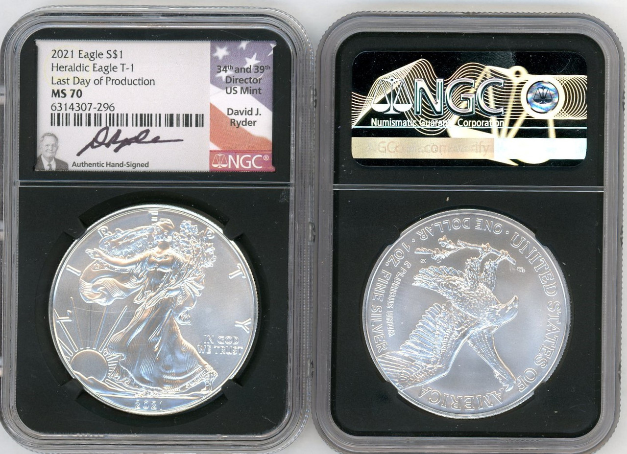 2021 ASE Heraldic Eagle T-1 MS70 NGC Last Day of Production flag David ...