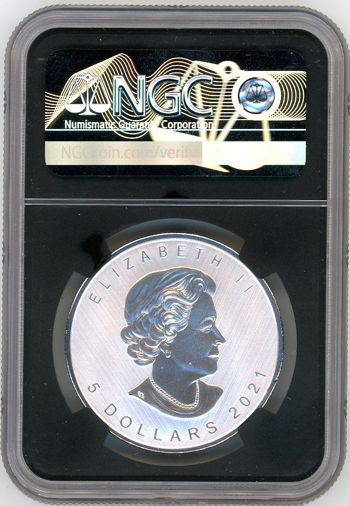 2021 W 1oz. $5 Silver Canada Tailored Specimen Maple Leaf SP70 NGC FDOI ...