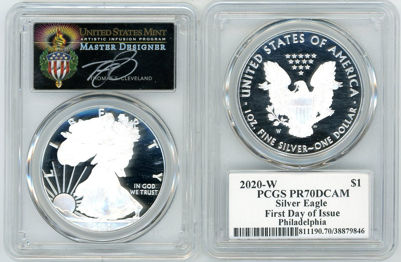 2020-W Proof ASE PR70DCAM PCGS FDOI Philadelphia T. Cleveland torch ...