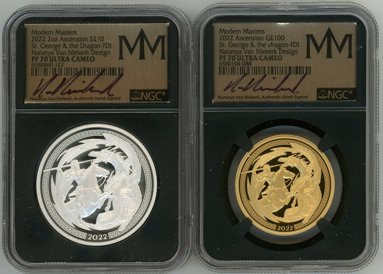 2022 3-Coin Set Ascension Island St. George & the Dragon PF70 NGC Ultra ...