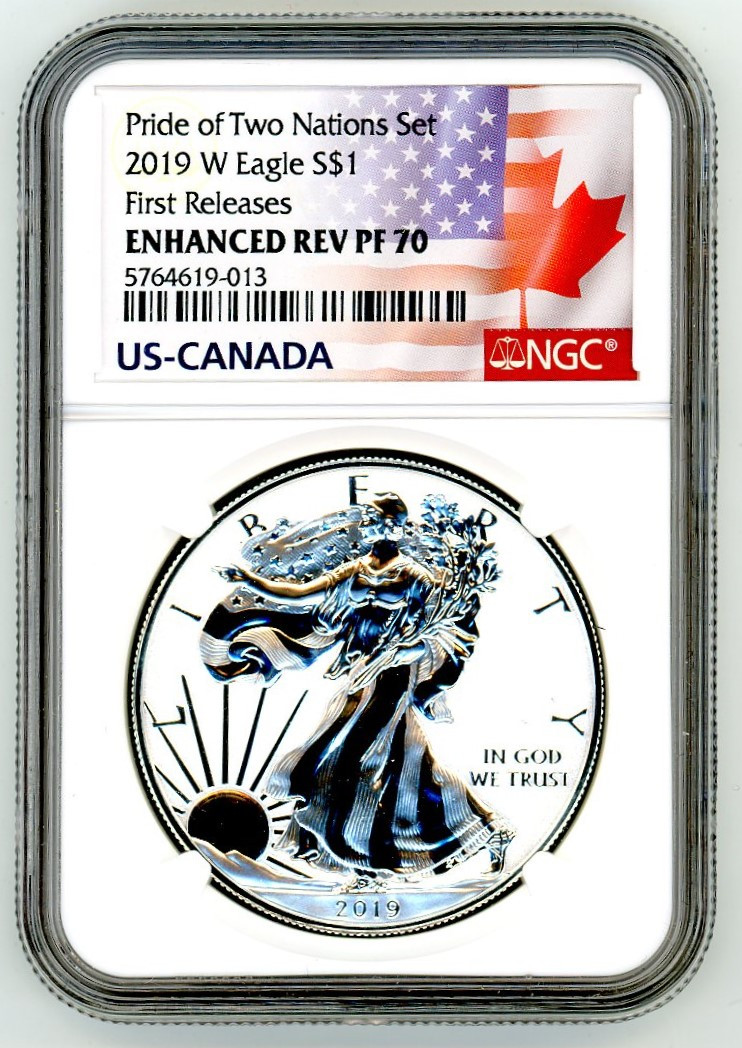 2019 W ASE, Pride of Two Nation Set Enhanced Rev. PF70 NGC First ...