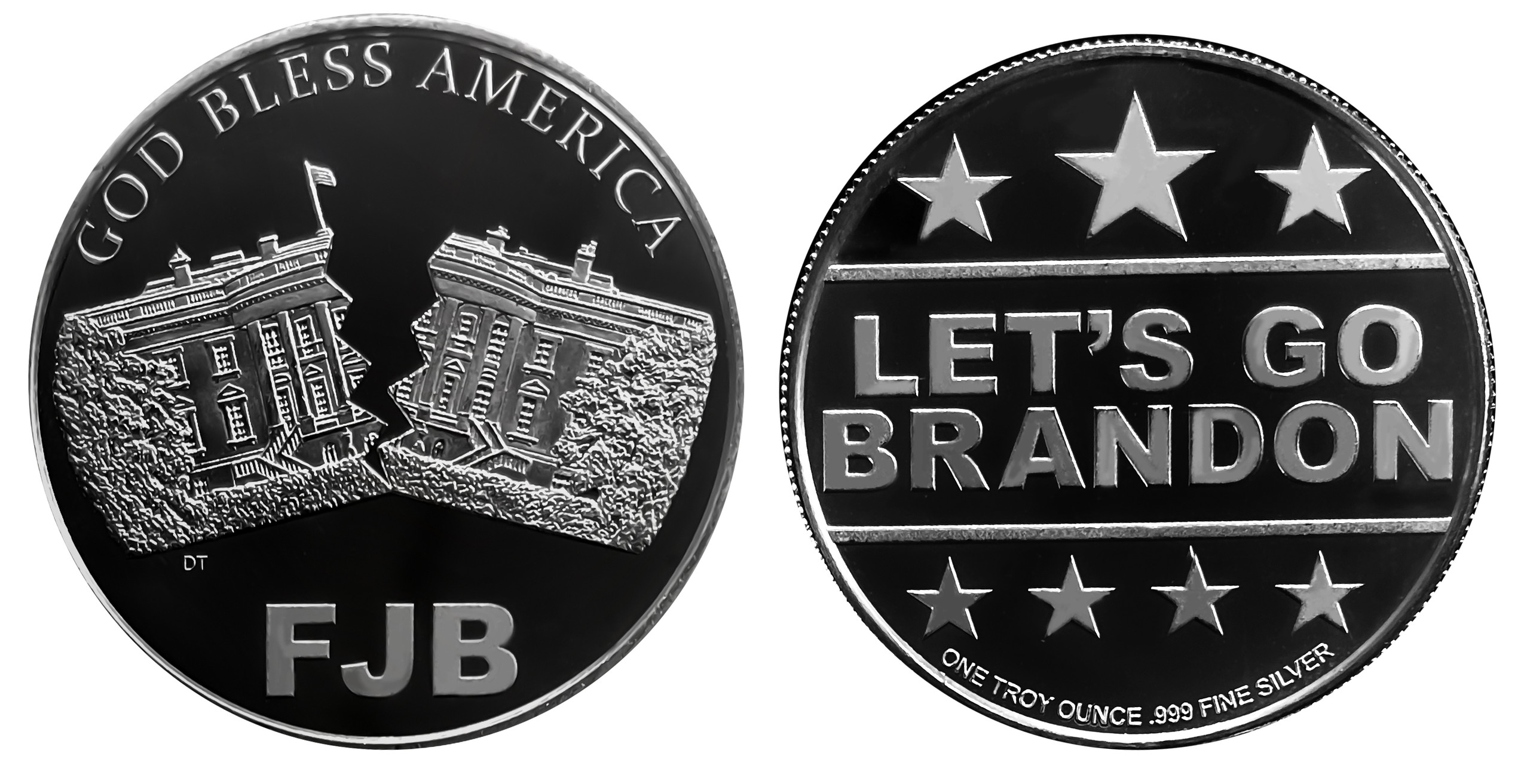 Silver Proof 1 Ounce Let's GO Brandon God Bless America FJB Coin ...