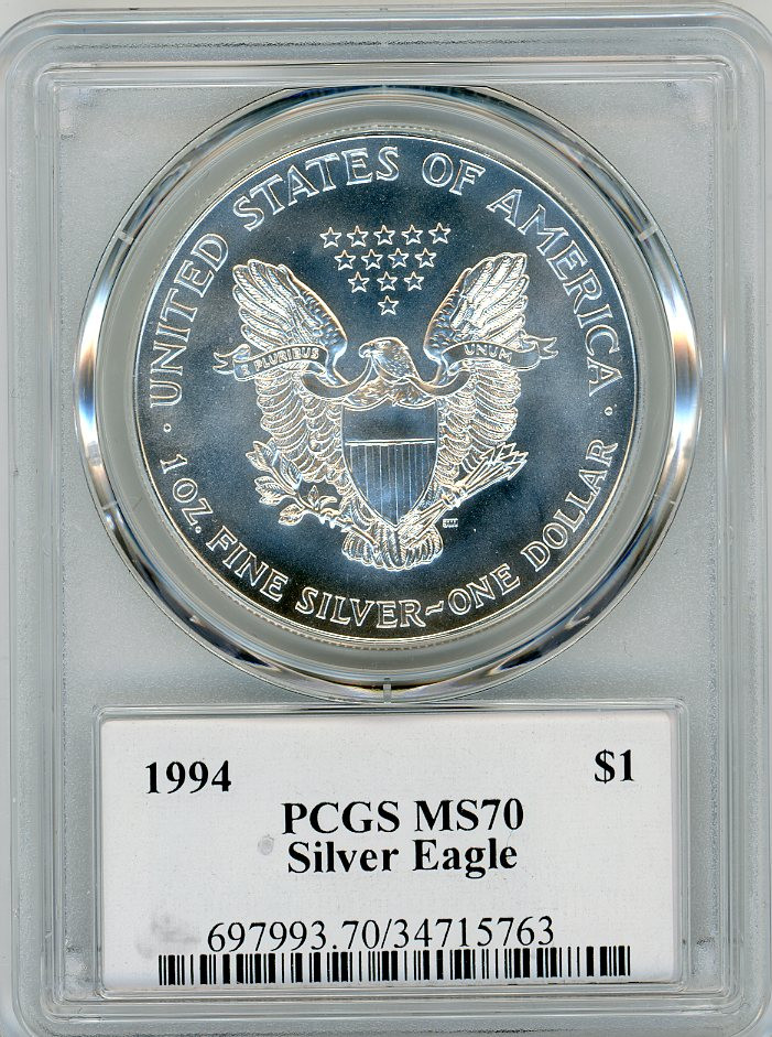 1994 Silver Eagle MS70 PCGS flag Mercanti - Capitol Mint