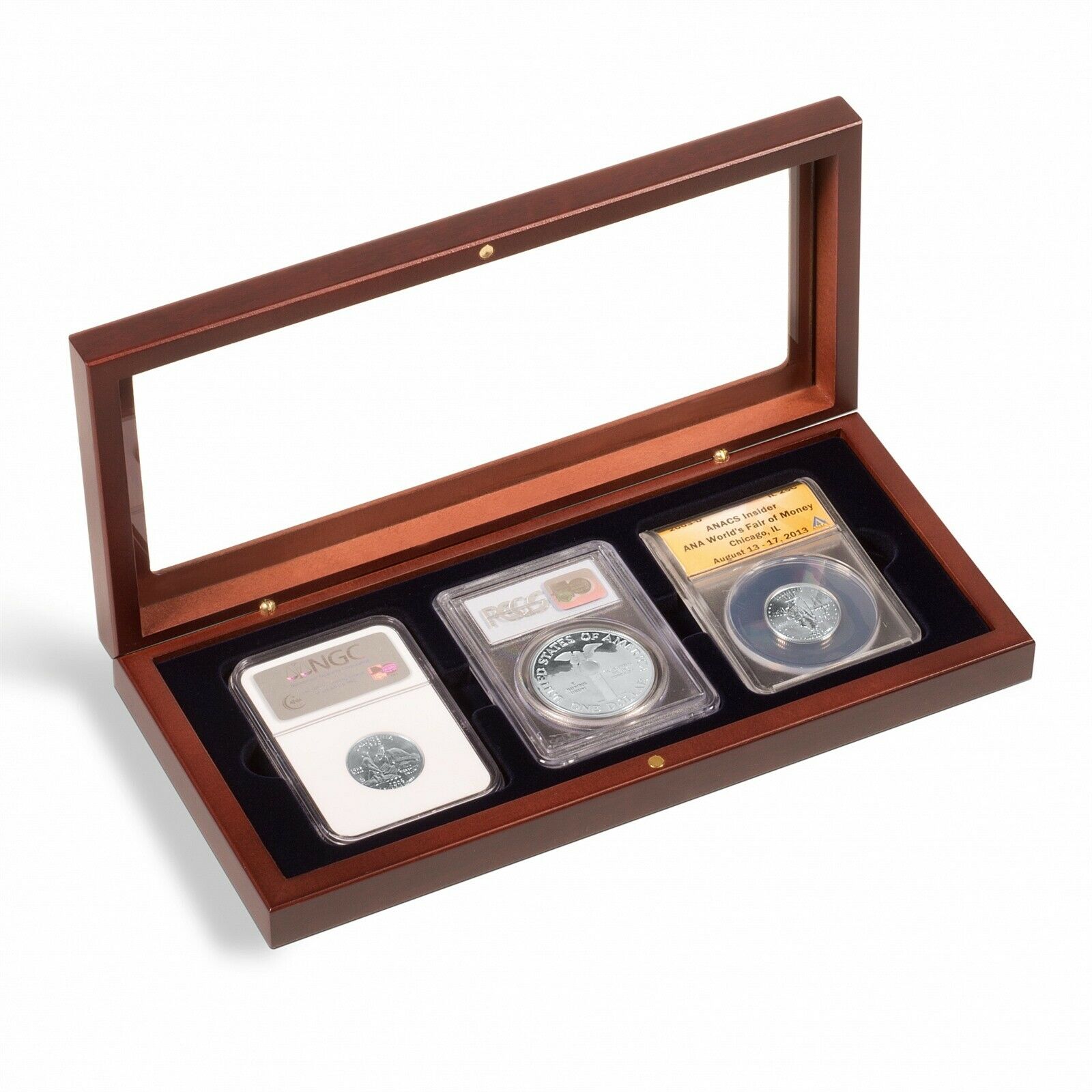 3-Coin Wood display Box - Capitol Mint