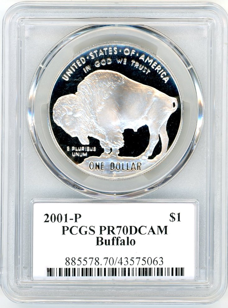 2001-P Proof Silver Buffalo PR70 PCGS T. Cleveland blue eagle - Capitol ...