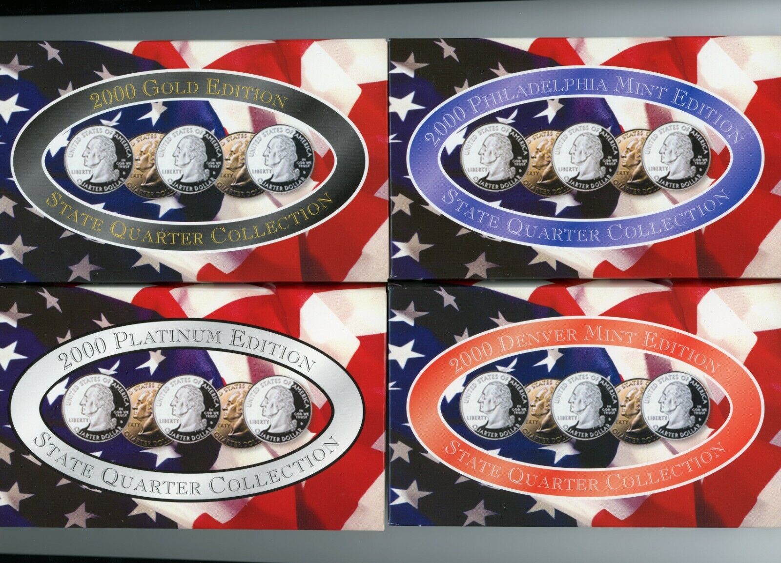 2000 State Quarter Collection Phil/Den Mint Platinum & Gold Edition ...