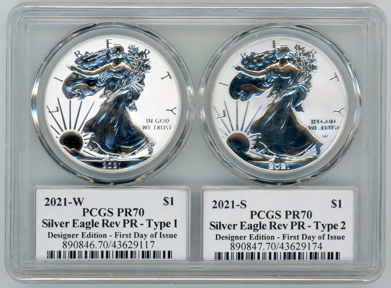 2021-S/W T1/T2 Rev PR70 PCGS Designer Edition FDOI 2 Coin Slab Paul ...