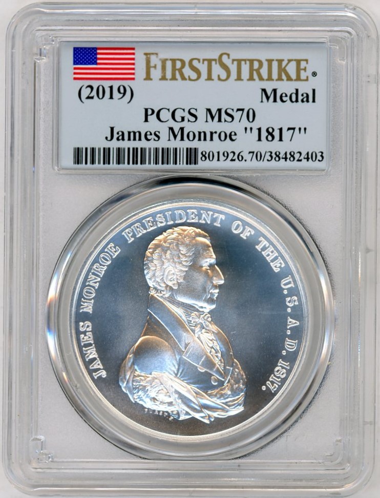 (2019) 1oz. Silver Medal US Mint Presidential Series MS70 PCGS flag ...