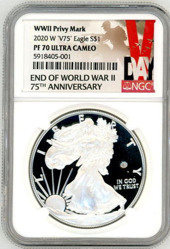 2020 W 'V75' Proof ASE PF70 NGC Ultra Cameo WWII Privy Mark End of ...