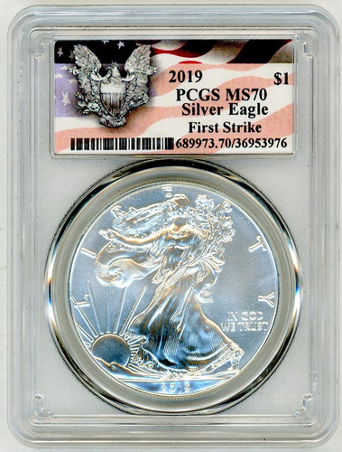 2019 ASE MS70 PCGS First Strike eagle w/shield flag label - Capitol Mint