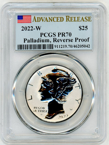 2022-W $25 Reverse Proof Palladium PR70 PCGS Advance Release - Capitol Mint