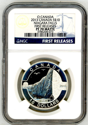2013 Canada Silver $10 Niagara Falls PF70 Matte NGC O Canada First ...
