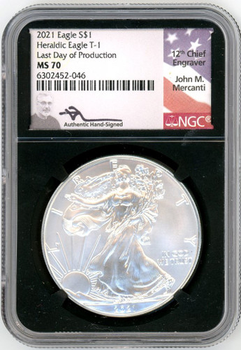 2021 ASE Heraldic Eagle T-1 MS70 NGC Last Day of Production flag ...