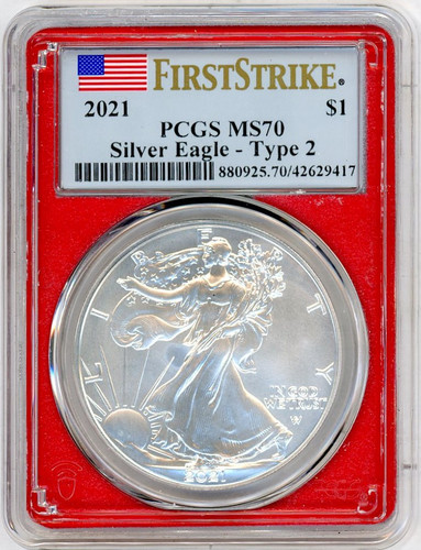 2021 ASE Type 2 MS70 PCGS flag First Strike red core - Capitol Mint