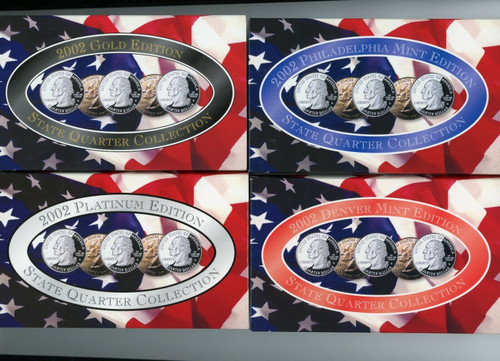 2002 State Quarter Collection Phil/Den Mint Platinum & Gold Edition ...