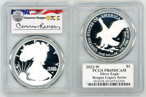 2022-W $1 Proof Silver Eagle PR69 PCGS Reagan Legacy Series Cameron ...