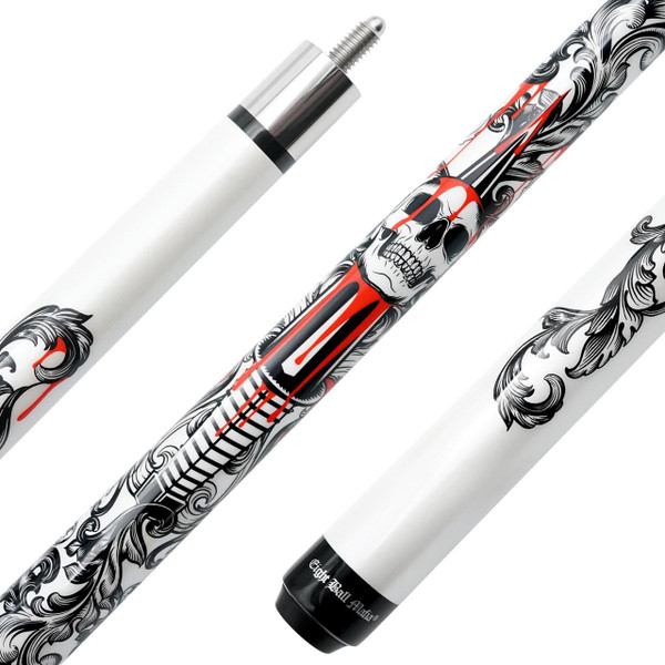 Action Eight Ball Mafia EBM33 Pool Cue - White Skull & Swords