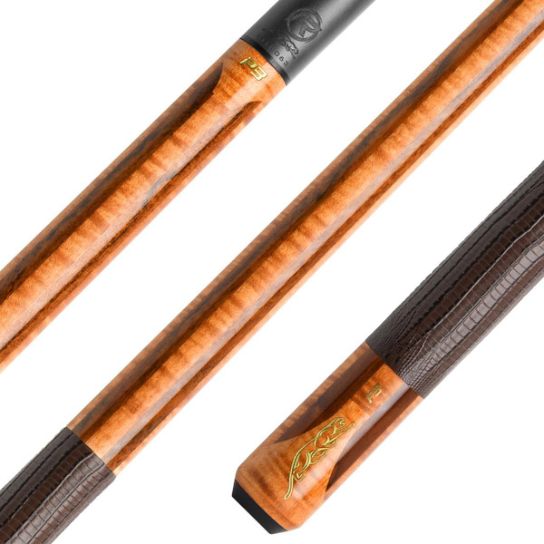 Predator P3 Aura Golden Curly Maple & Bocote Pool Cue - Leather Wrap