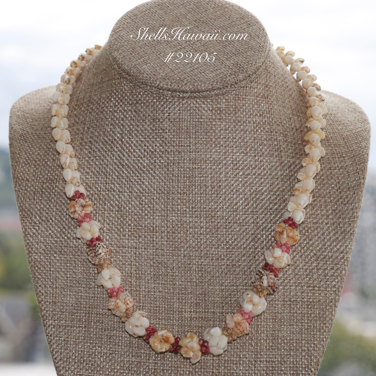 20" Momi & Kahelelani Shell Lei – Four-Strand Crown Flower & Pikake ...