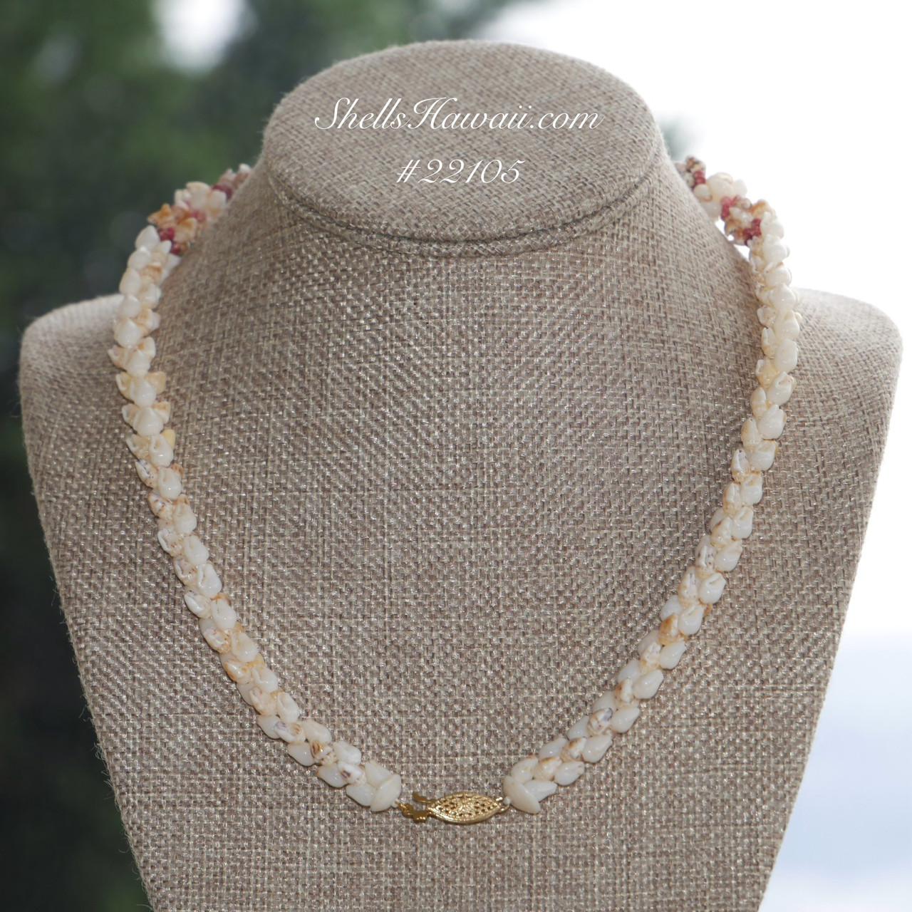 20" Momi & Kahelelani Shell Lei – Four-Strand Crown Flower & Pikake ...