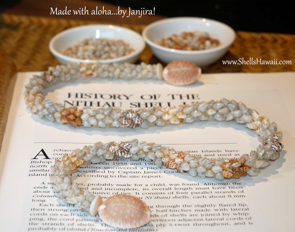 Niʻihau Momi Shell Lei – Double-Double Pikake Style Necklace with Rare ...