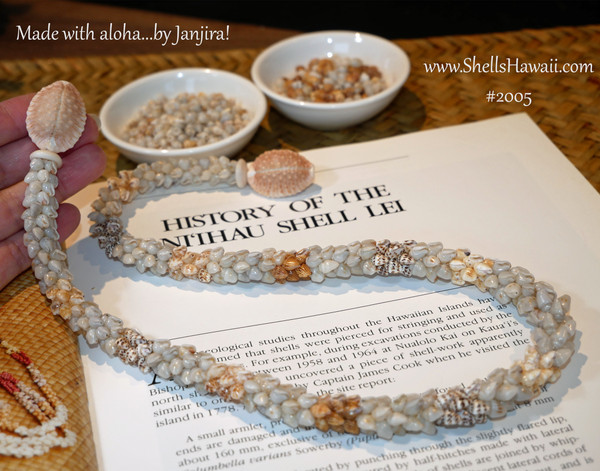 Niʻihau Momi Shell Lei – Double-Double Pikake Style Necklace with Rare ...