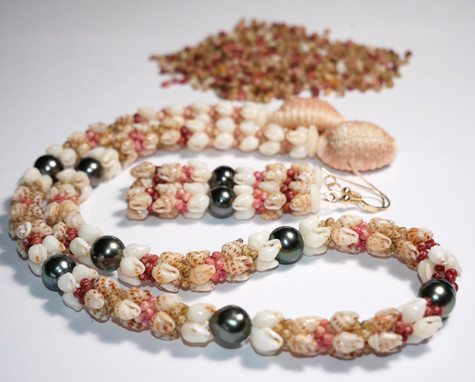 20¼" Niʻihau Shell Lei & Earring Set – Four-Strand Kipona Style with ...