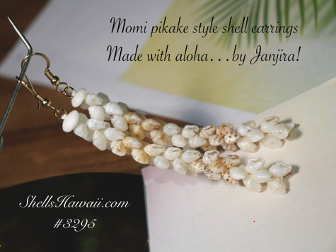 2" Niihau shell earrings made Momi shells #3104
