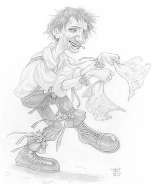 Discworld Original: Folk Dancing Nobby Nobbs *SOLD* - PaulKidby