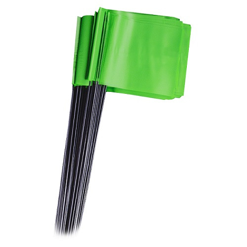 4" x 5" Marking Flags Fluorescent Green - 30" Wire Staff (100) - The ...