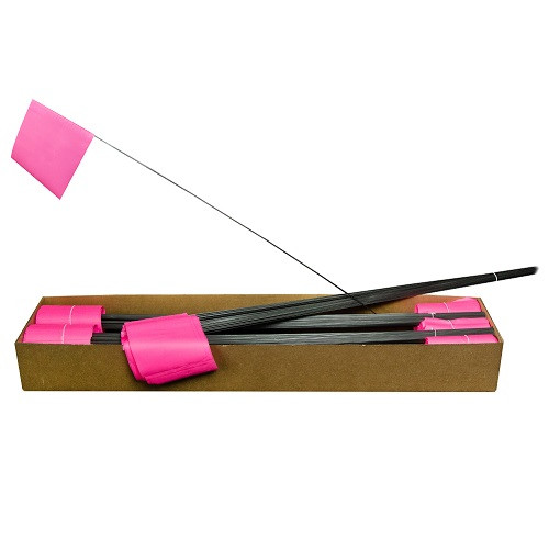 4" x 5" Marking Flags Fluorescent Pink - 30" Wire Staff (1000) - The ...