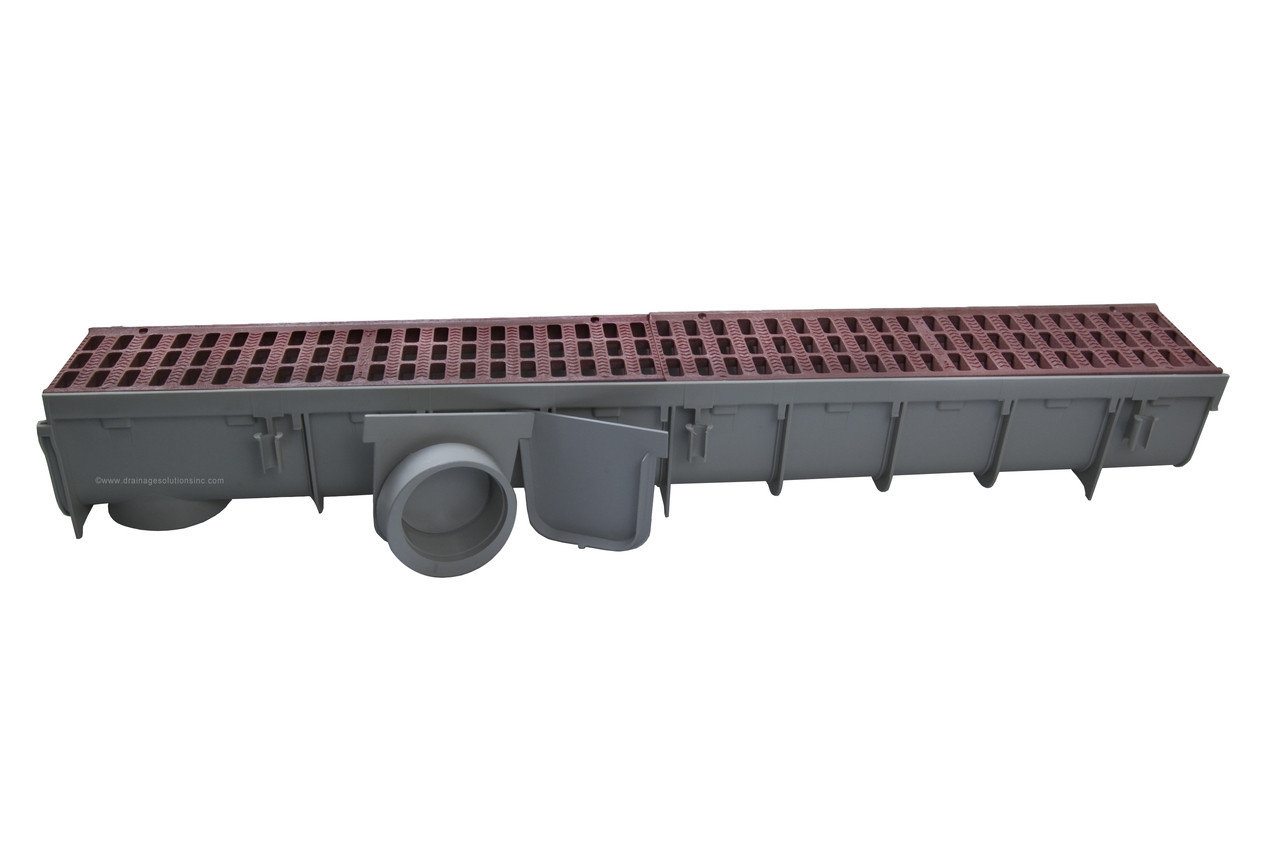 NDS Pro Series 5" x 1 Meter Deep Profile Channel Drain Kit (Brick Red ...