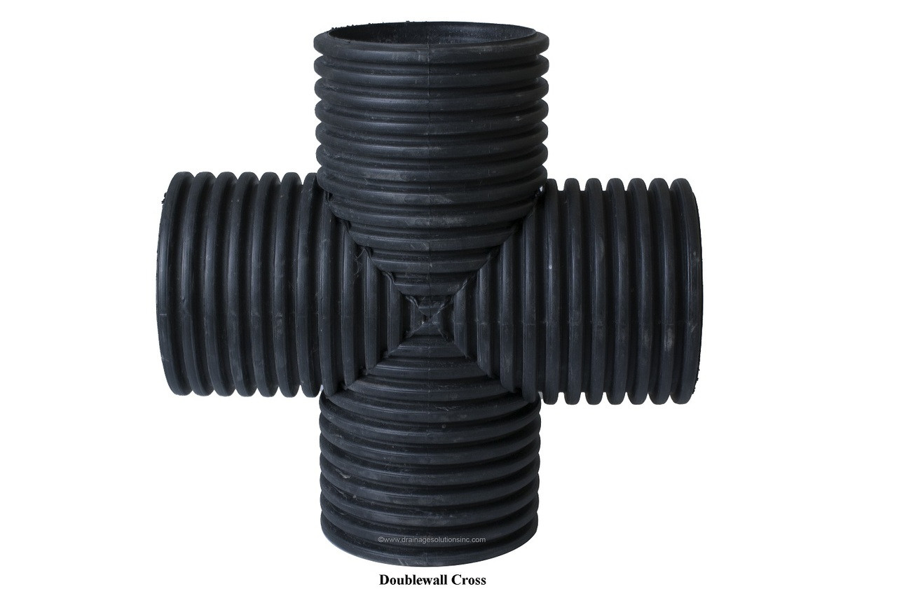 6" HDPE Doublewall Cross Tee (PE) - The Drainage Products Store