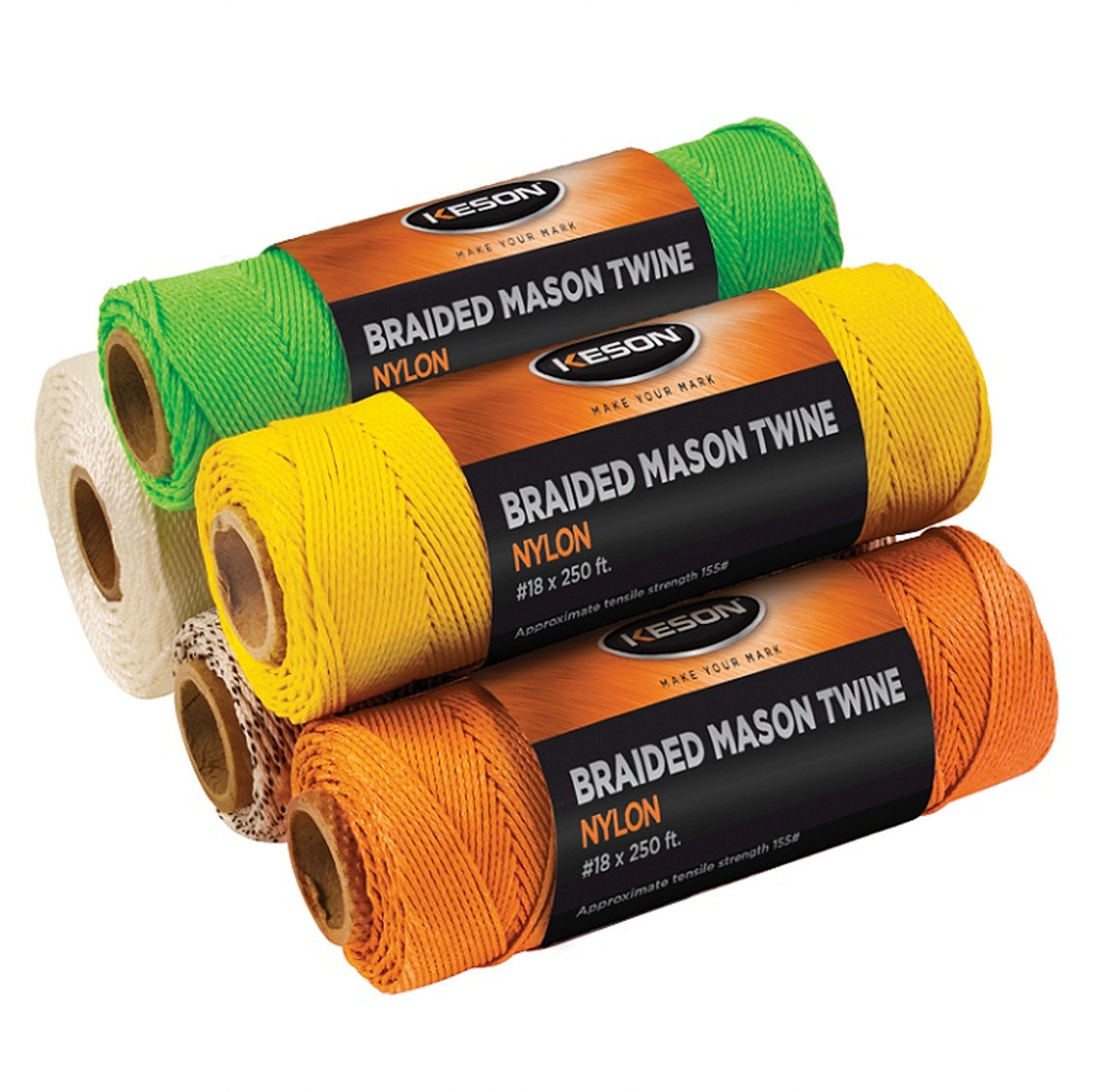 Keson Braided Mason Twine - Orange 250' (Box of 12) OB250-12 - The ...