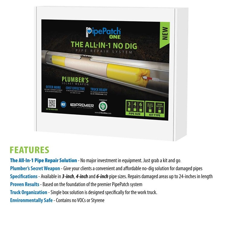PipePatch ONE 4" All-in-One CIPP No Dig Pipe Repair Replenish Kit - The ...