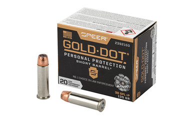 Speer Ammunition Gold Dot Personal Protection Ammo | .38 Special | 135 ...