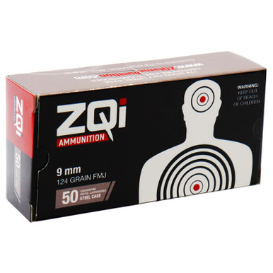 ZQI Ammunition Ammo | 9mm | 124 Grain | Full Metal Jacket | 50 Round ...
