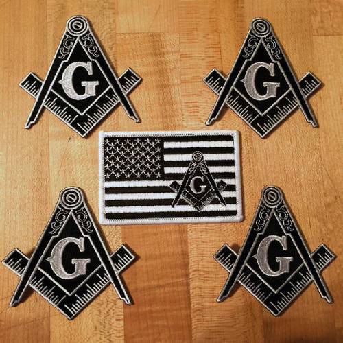Black Freemason Logo Embroidered Patch