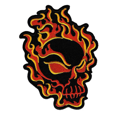 Flaming Skull Embroidered Patch