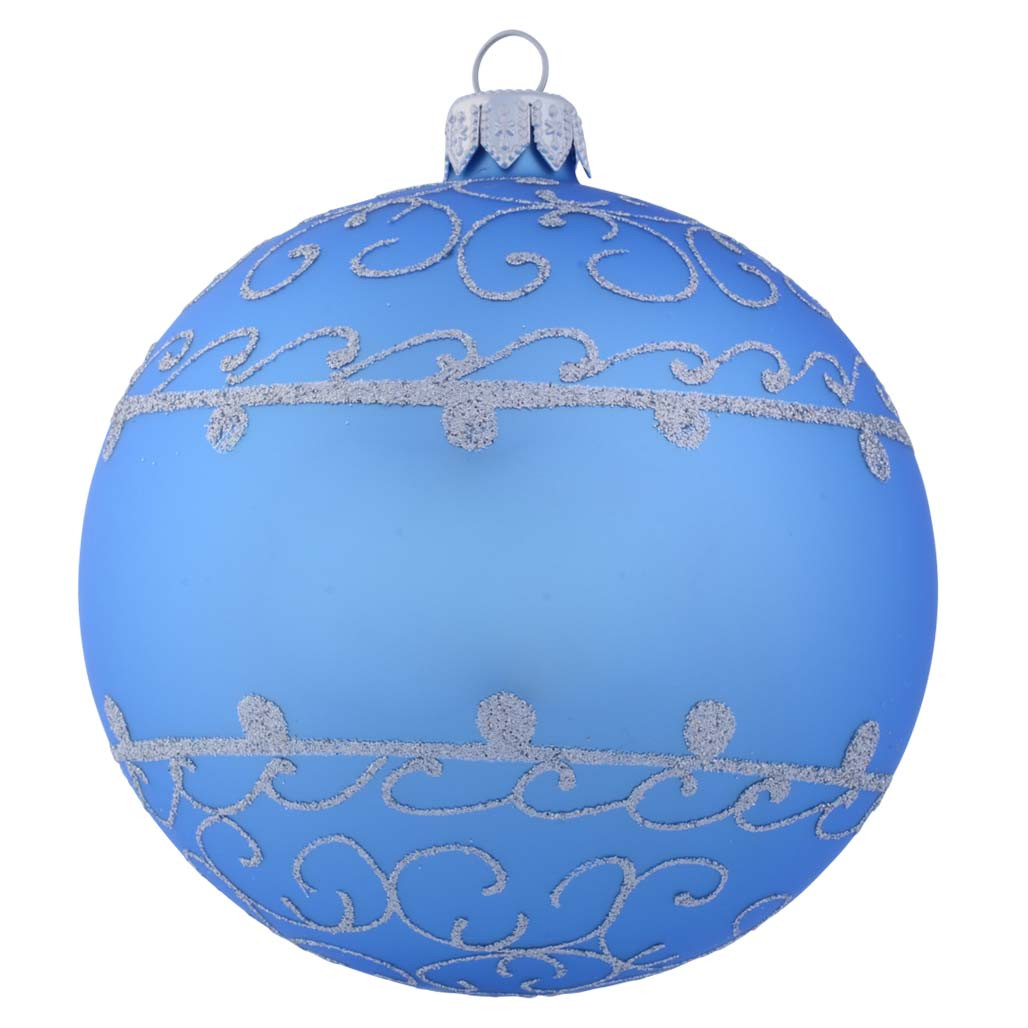 Baby Blue Personalised Christmas Bauble with Silver Ornamental Pattern ...
