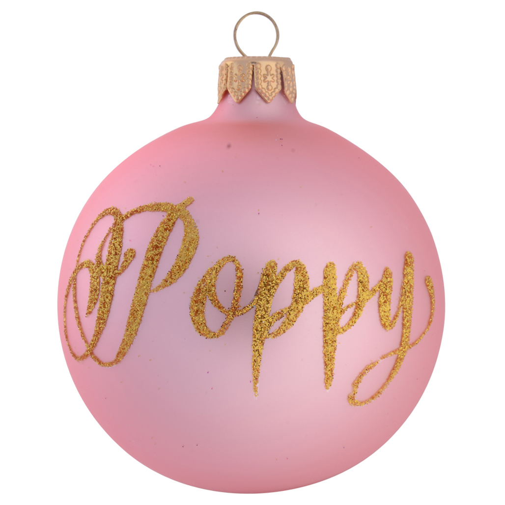 Baby Pink Personalised Christmas Bauble with Gold Stars - 8cm