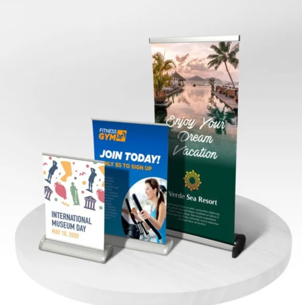 Retractable Tabletop Banner Signs - 3 Sizes Available