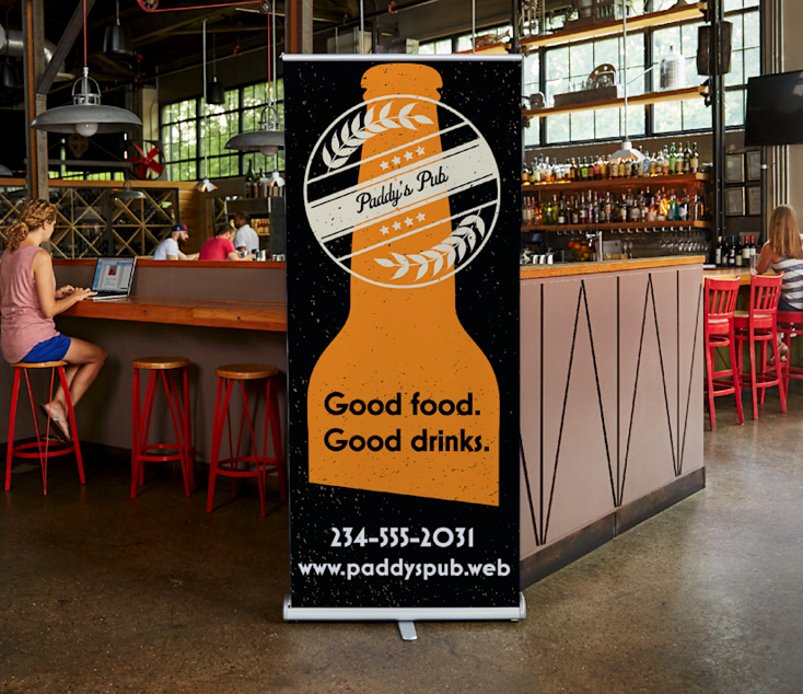 Retractable Banner 33" x 81" - Custom Printed - Includes Stand