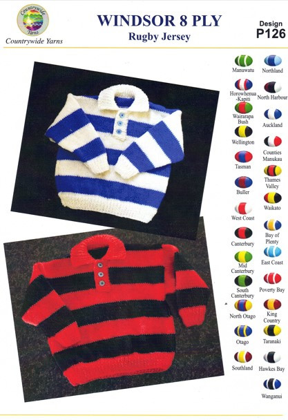 P126 Rugby jersey in provincial team colours in Windsor 8ply - 1 to 5 ...