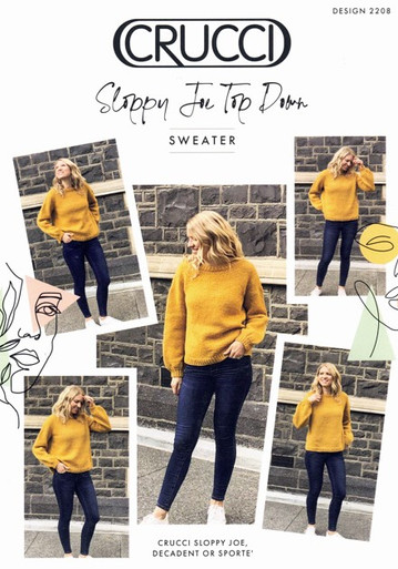 2208 Sloppy Joe Sweater knitted circular Top Down in 14ply - sizes S to ...
