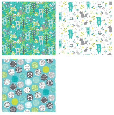 Forest Friends - cute woodland critters in teal & grey - by Nutex ...